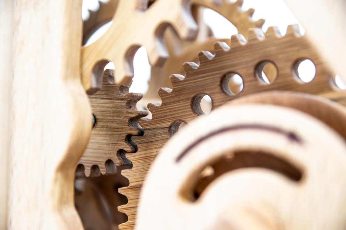 Wooden Table Clock Steampunk Pendulum Clock Wooden Gears - Etsy