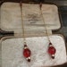 Vintage Gold Ruby Red and Crystal Long Drop Pierced Earrings. - Etsy UK