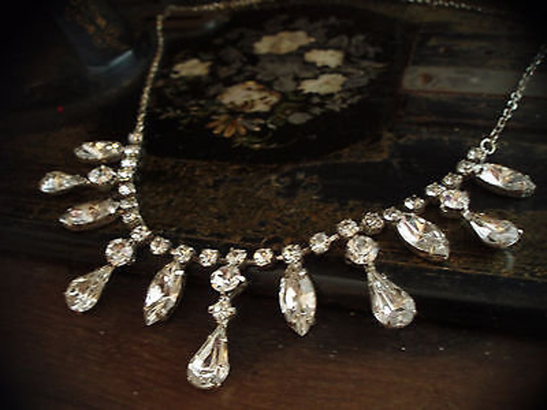 Vintage Pear Shaped Crystal Drop Necklace - Etsy