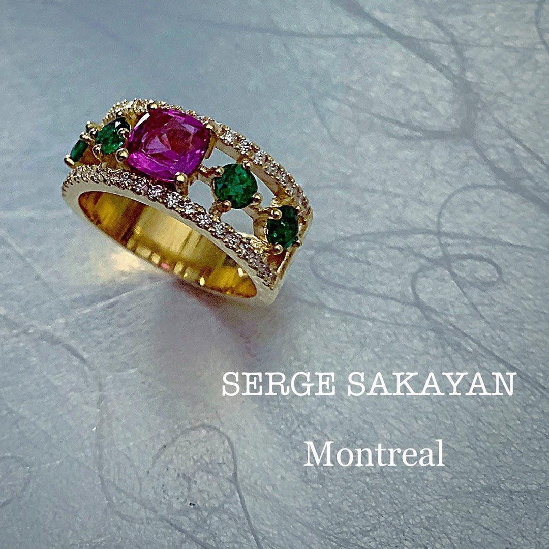 1/4 Right Hand Statement Cocktail Ring , Pink Sapphire Cushion Cut With ...
