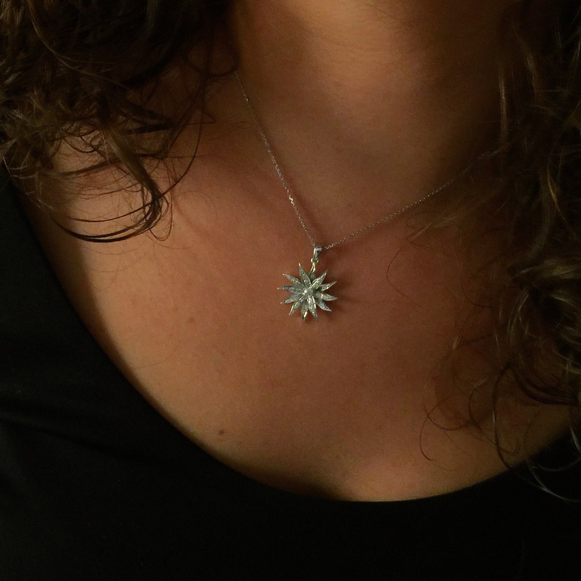 1/4 Carat Diamond Sun Pendant Diamond Sun Motif Necklace in | Etsy