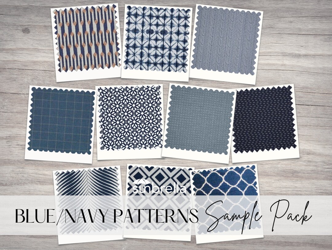 Sunbrella Sample Pack Blue / Navy Patterns Fabric Samples Fabric Collections Indoor / Outdoor ...