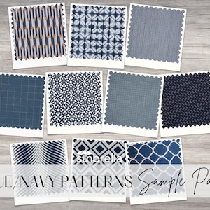 Sunbrella Sample Pack Blue / Navy Patterns Fabric Samples Fabric ...