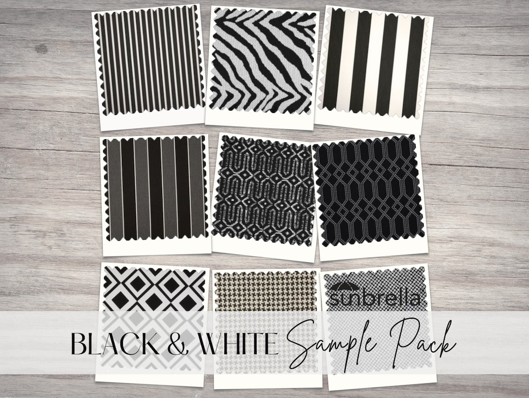 Sunbrella Sample Pack Black and White Fabric Samples Sunbrella Fabric ...