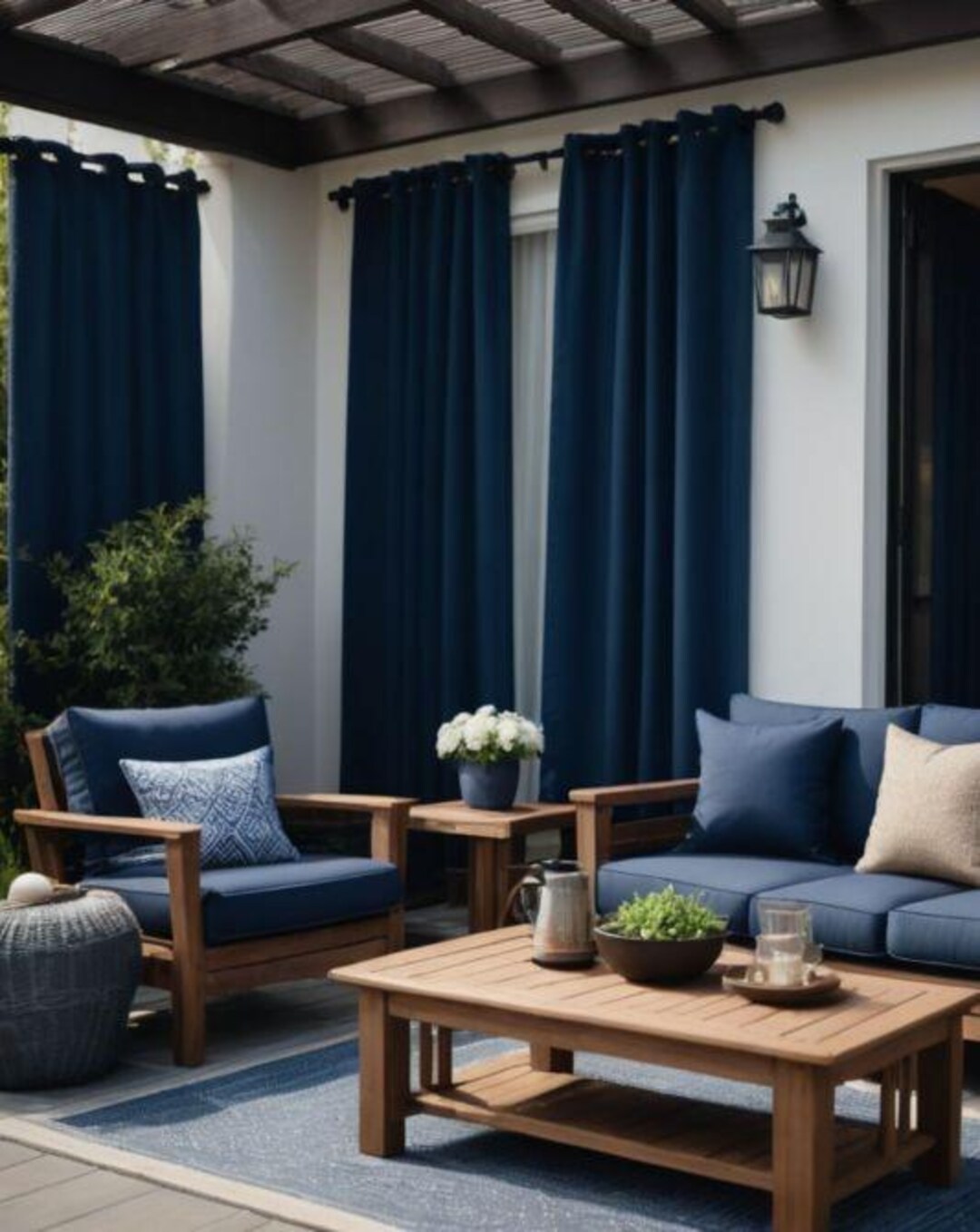 Sunbrella Spectrum Indigo Blue Outdoor Patio Curtain Panel With ...
