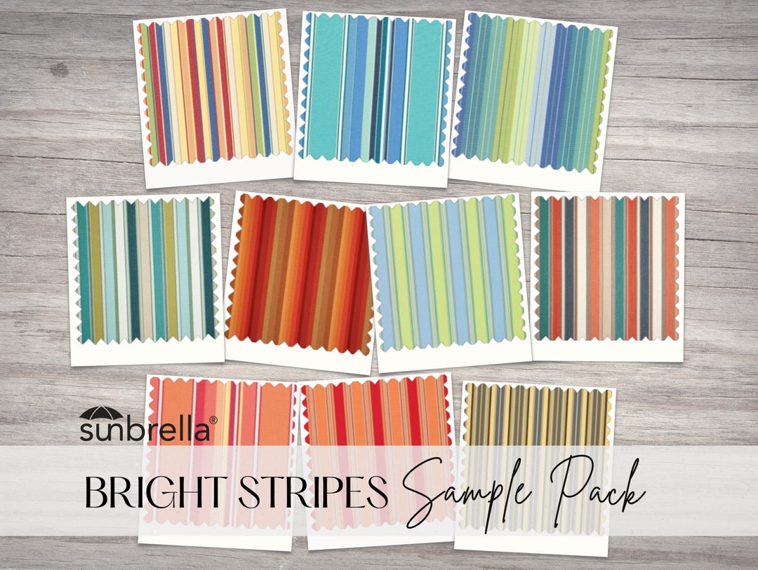 Sunbrella Sample Pack Bright Stripes Fabric Samples Sunbrella Fabric Collections Indoor ...