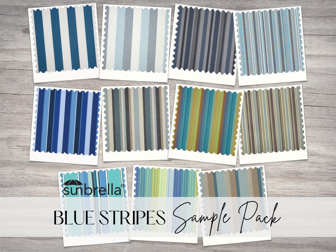 Sunbrella Sample Pack Blue Stripes Fabric Samples Sunbrella Fabric Collections Indoor / Outdoor ...