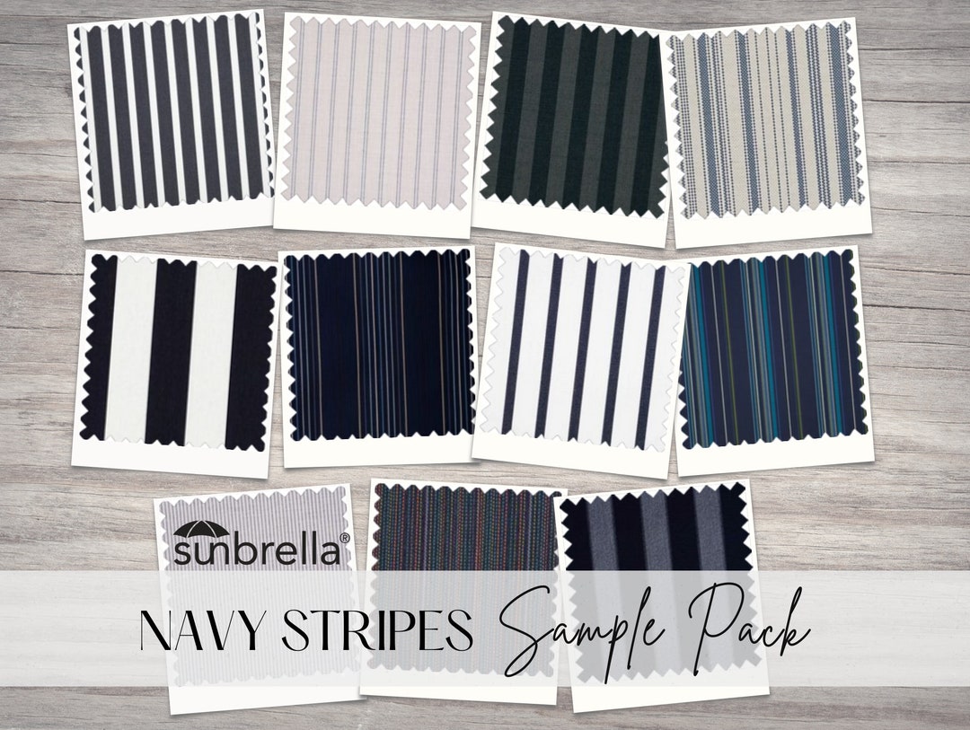 Sunbrella Sample Pack Navy Stripes Fabric Samples Sunbrella Fabric Collections Indoor / Outdoor ...