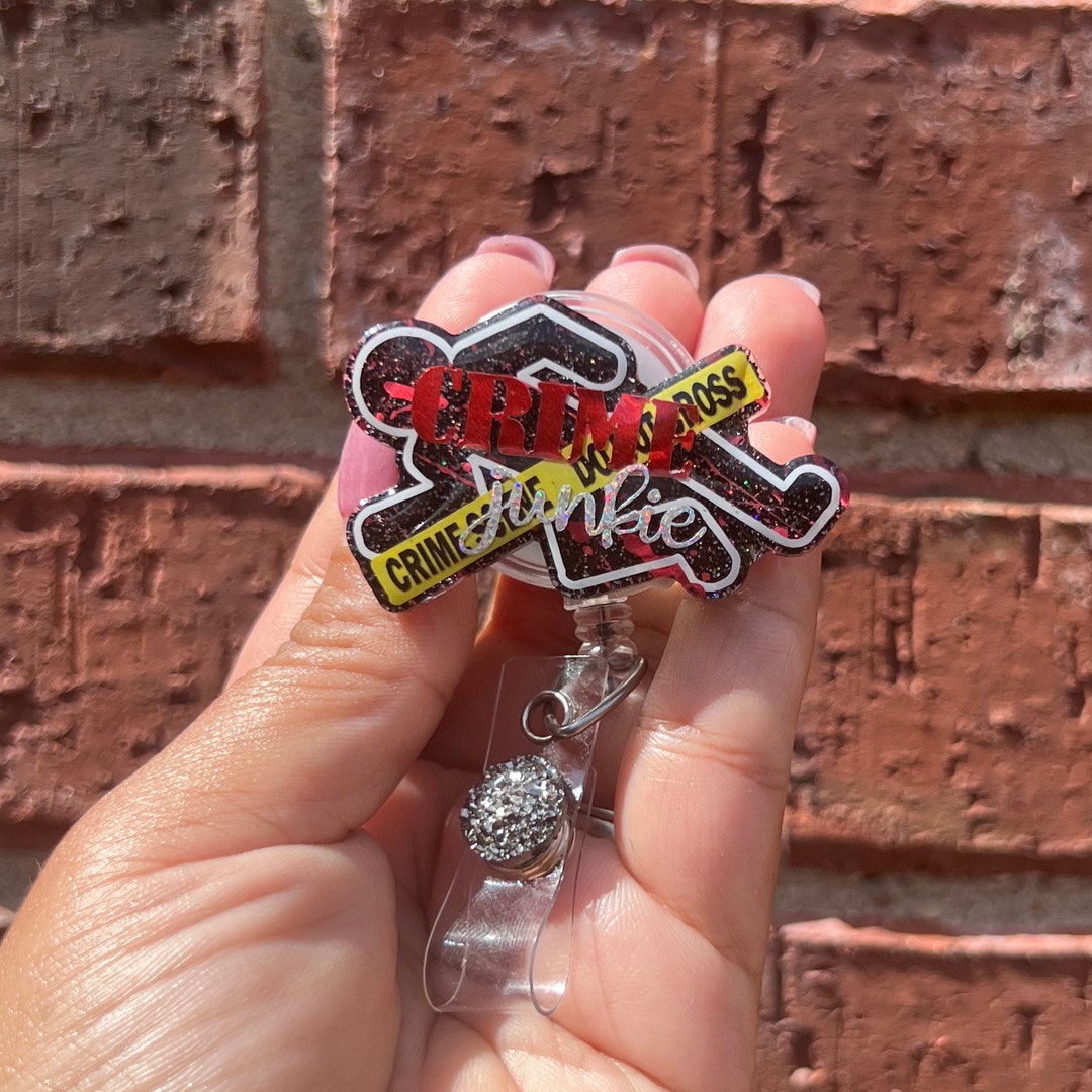 Crime Junkie Body Outline Glittery Badge Reel - Etsy