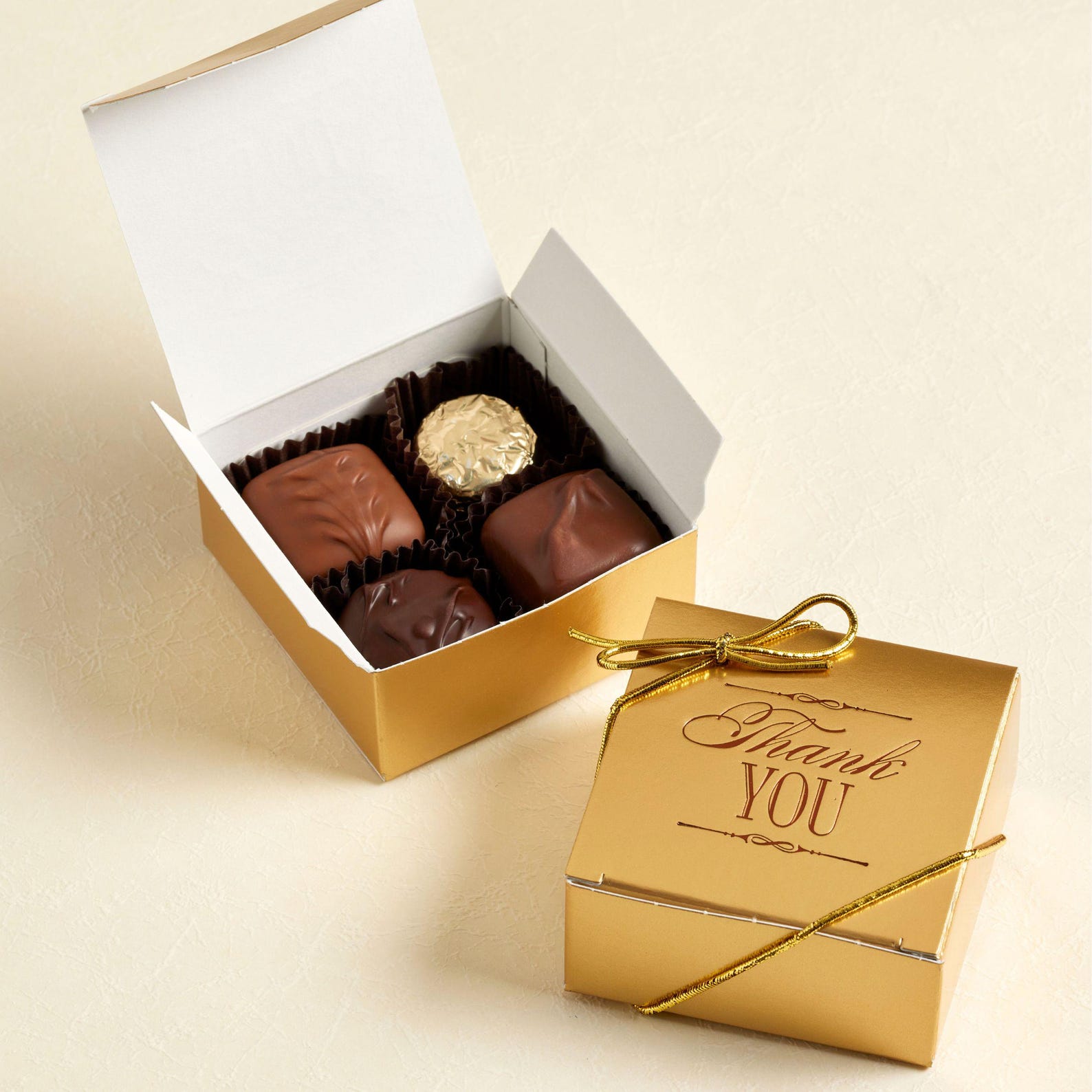 Thank You Chocolate Favor 4pc Gift Box Gold - Etsy