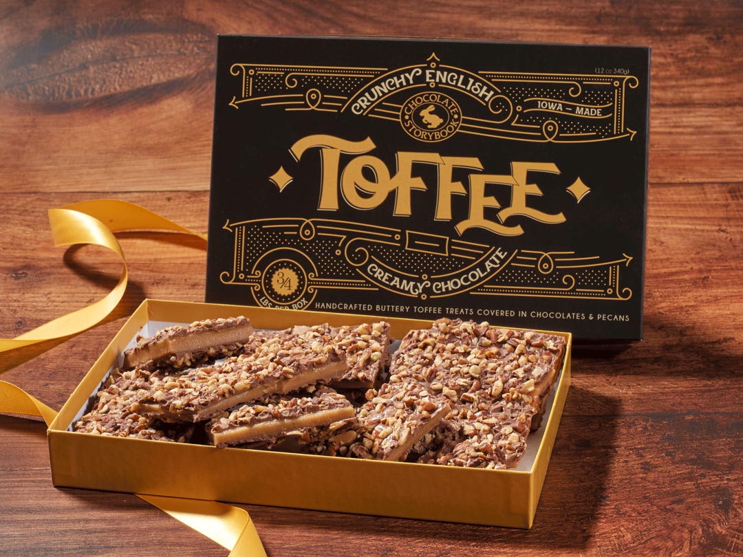 English Toffee Gift Box – (3/4 Lb.) Buttery Toffee Covered in Milk ...