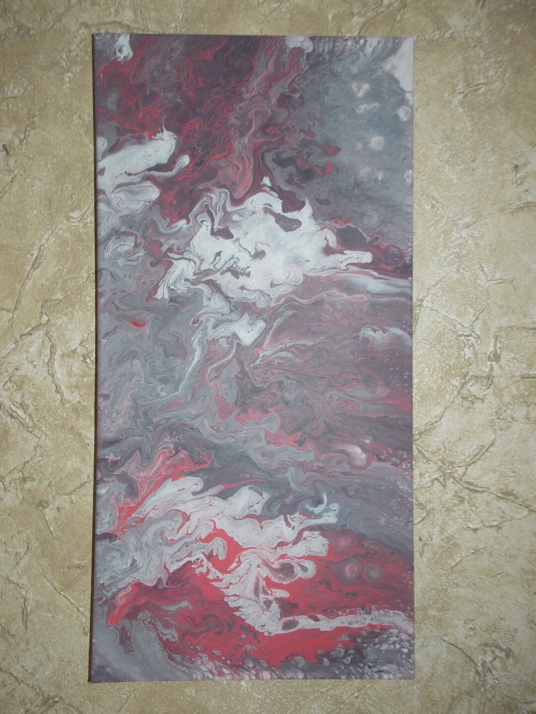 Acrylic Poured Abstract Painting on a 12" X 24" X 3/4" Gallery Wrapped ...