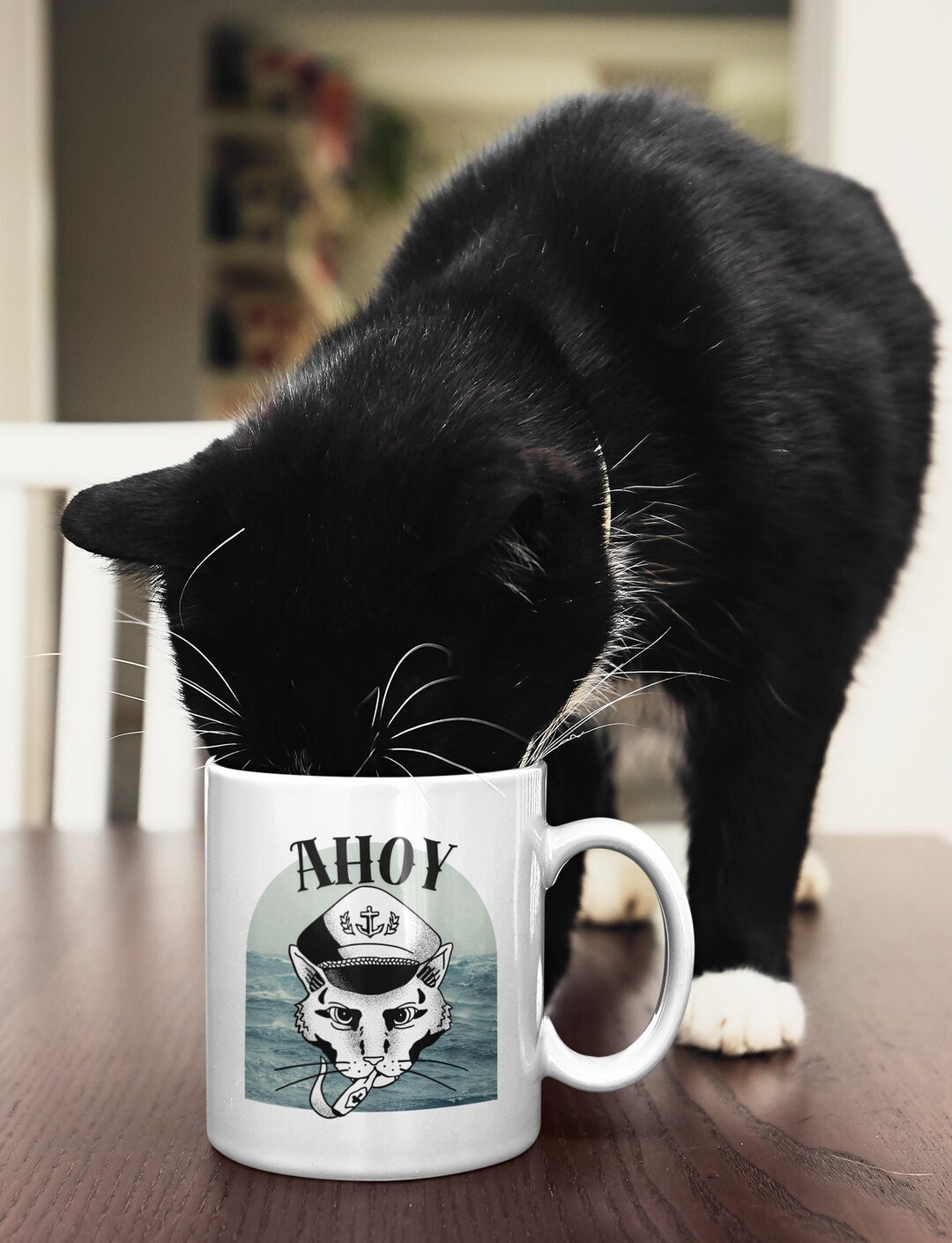 Ahoy Sailor Cat Mug, Funny Cat Mug, Gift for Cat Lover, Gift for Sailor ...
