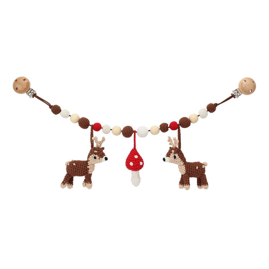 Stroller Rattle Chain deer & Mushroom, Crocheted - Etsy