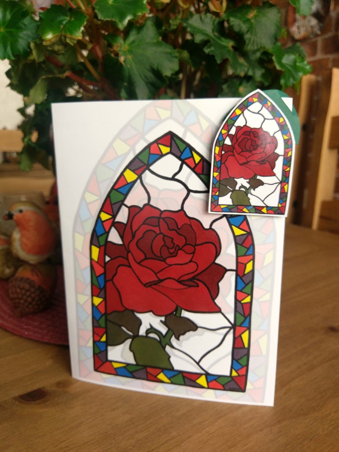Rose Window Greeting Card + Matching Magnet (blank) - Etsy