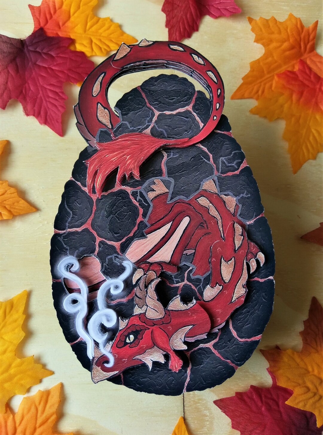 Magma Egg Fire Dragon Greeting Card 3D Decoupage - Etsy