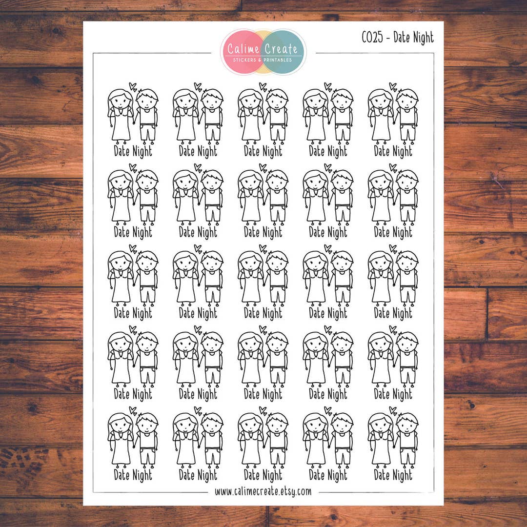 Date Night Planner Stickers Doodle Planner Stickers Date - Etsy