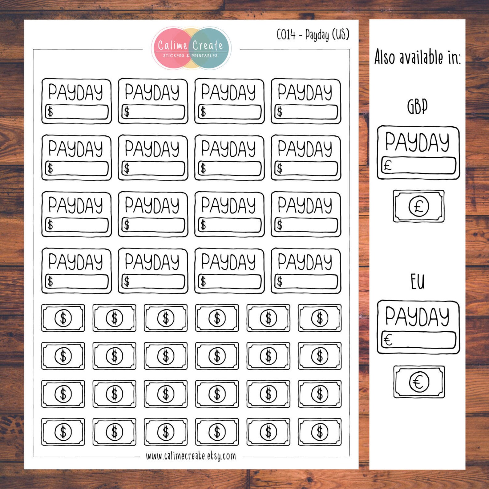 Payday Planner Stickers, Doodle Planner Stickers, Salary Stickers, Bill ...