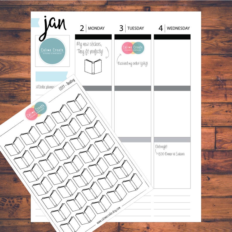 Reading Planner Stickers, Doodle Planner Stickers, Books, Book Reading ...