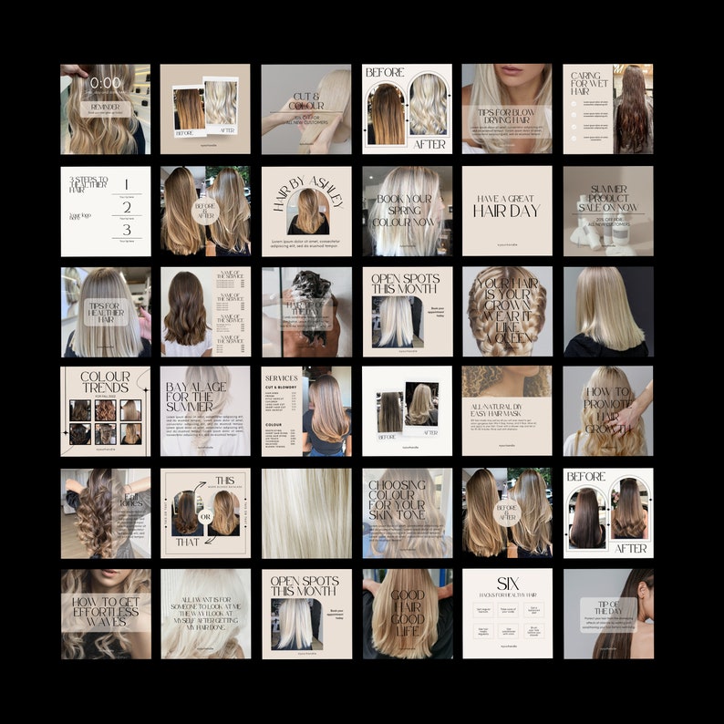 Hair Salon Templates, Hair Stylist Canva Templates, Hair Social Media ...