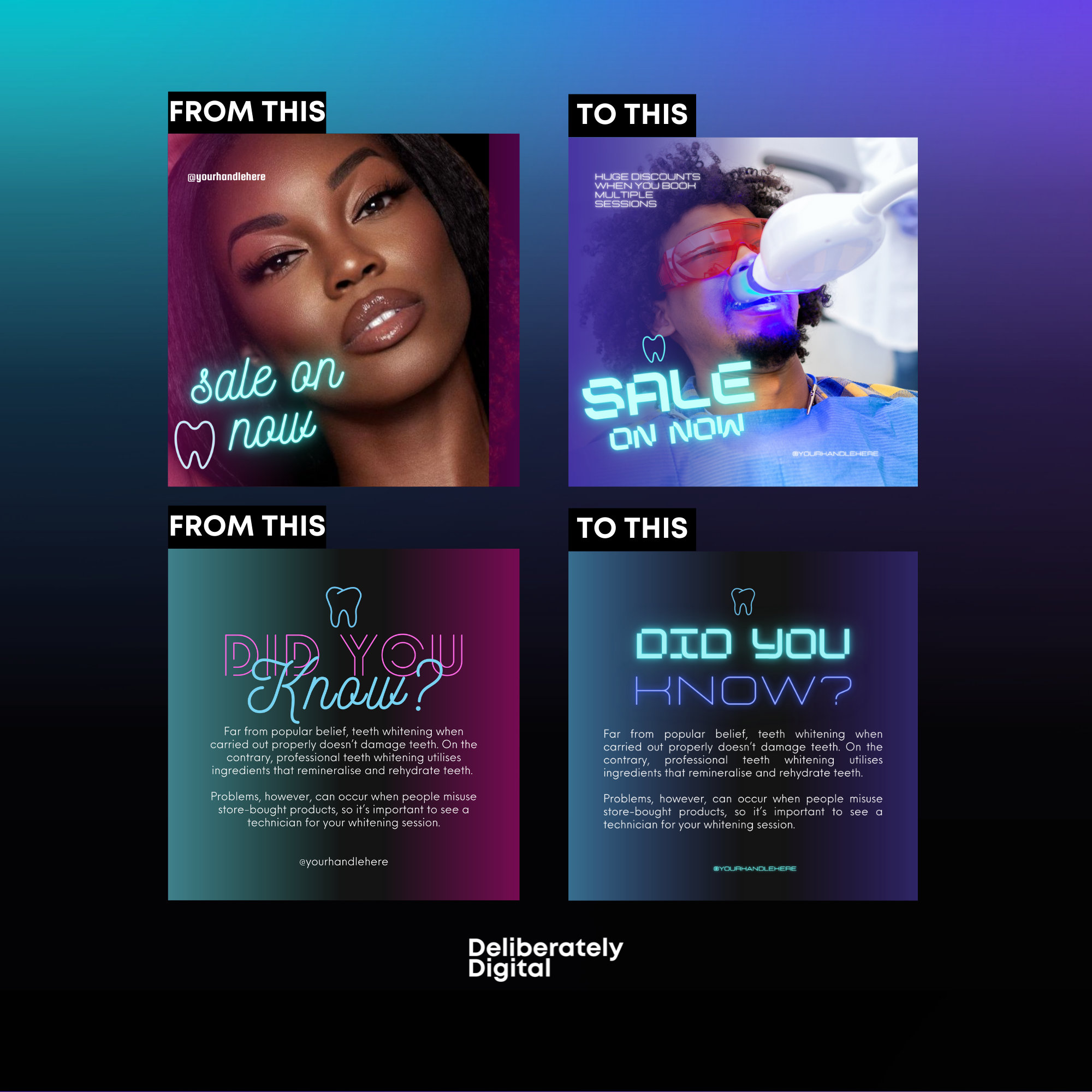 Teeth Whitening Instagram Post Templates Editable Teeth - Etsy