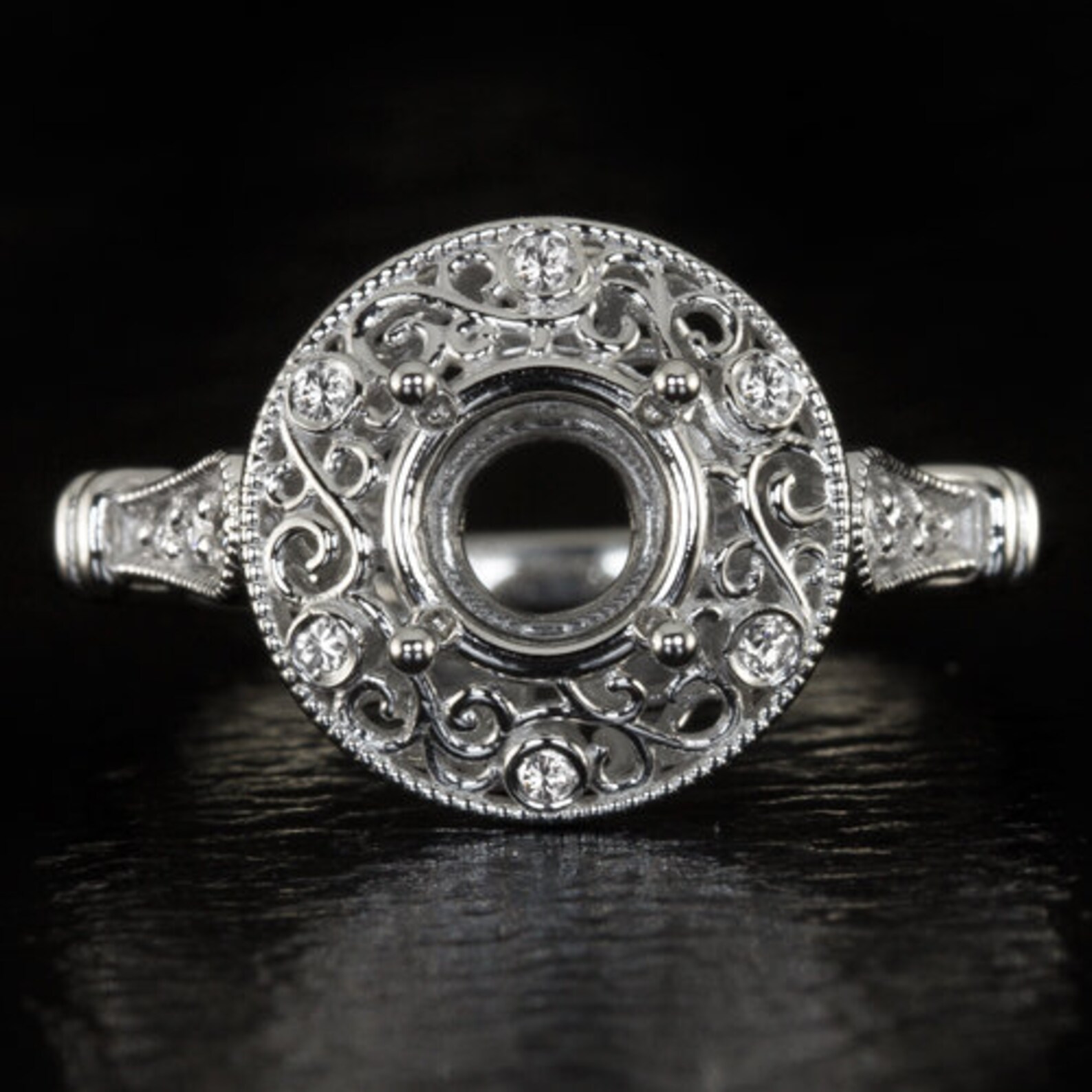 Vintage Diamond Engagement Ring Filigree Setting Round 5.5 | Etsy