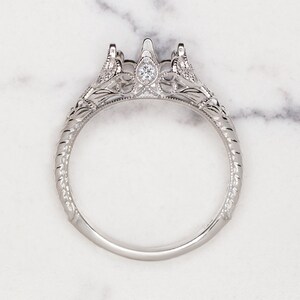 Diamond 7mm Round Cushion Engagement Ring Setting Semi-mount Vintage ...