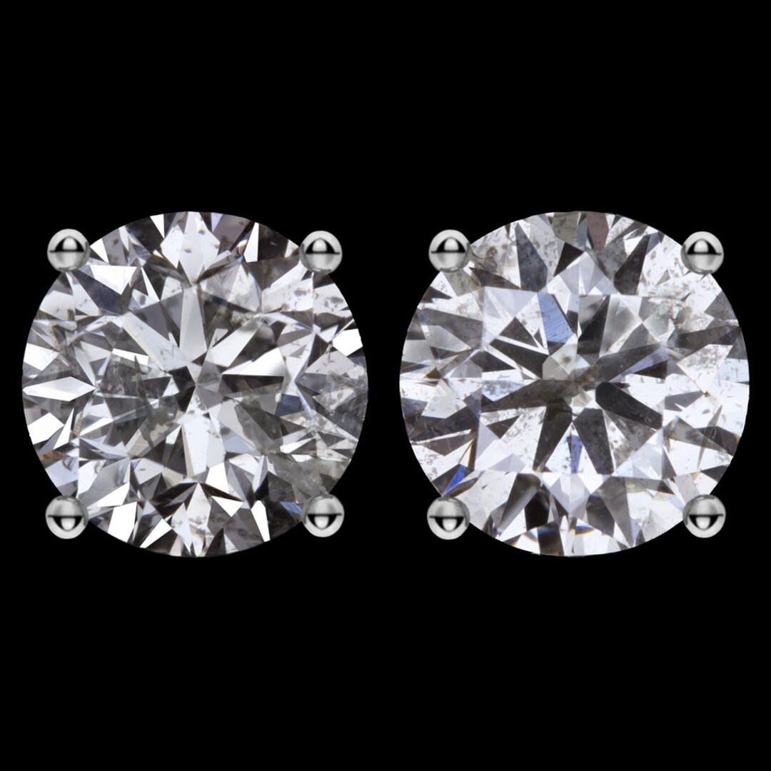 2.05ct Very Good Cut Diamond Stud Earrings Natural Round Brilliant Pair ...