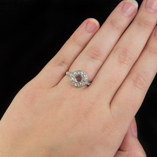 Vintage Diamond Engagement Ring Filigree Setting Round 5.5 | Etsy