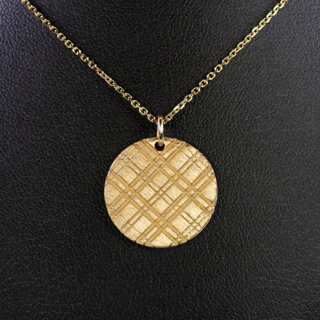 14K Gold Disc Pendant 16.7M Florentine Finish Medallion Necklace Everyday Circle (MTO 17317-PT2 ...