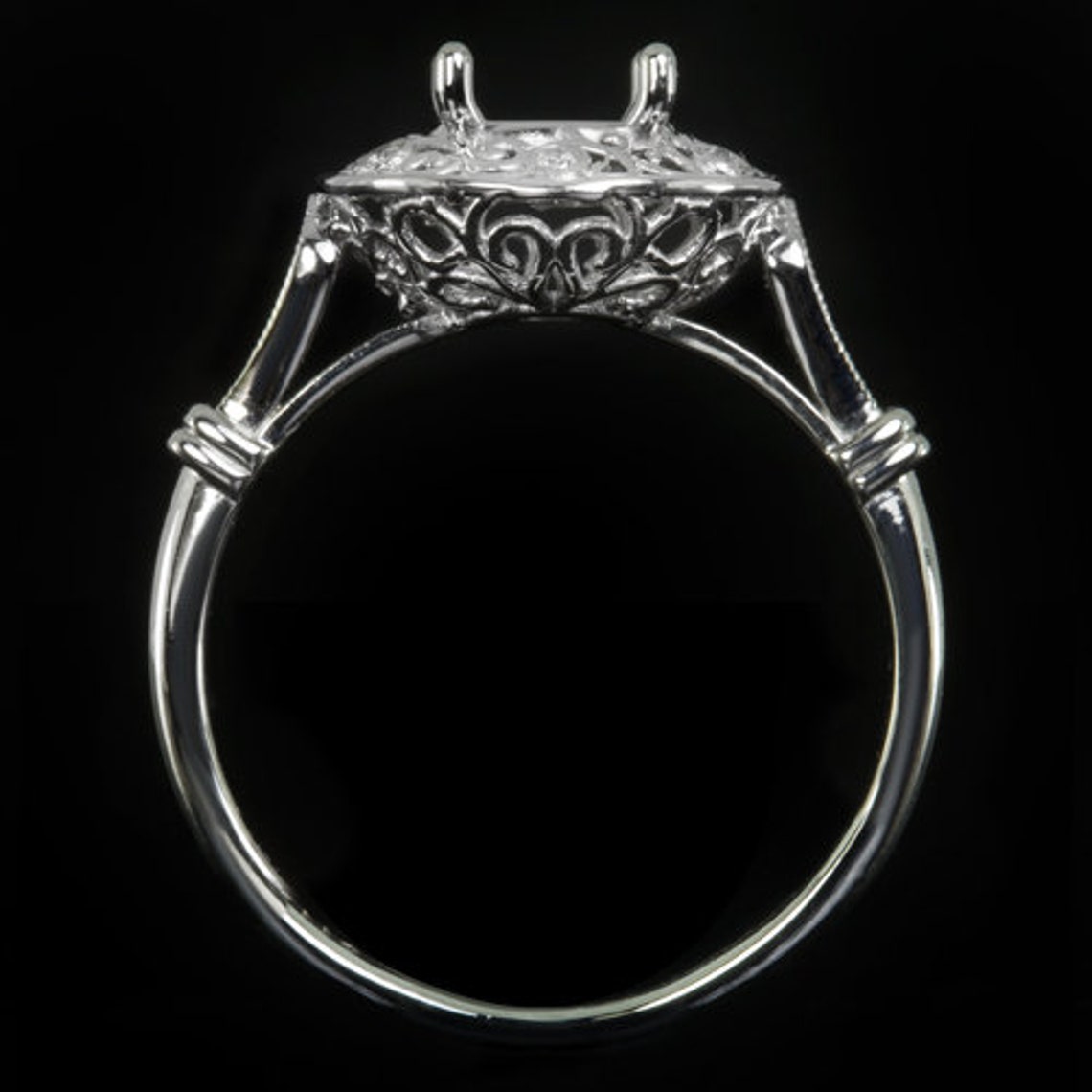 Vintage Diamond Engagement Ring Filigree Setting Round 5.5 | Etsy