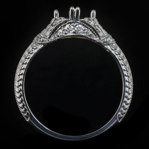 Vintage Diamond Engagement Ring Setting Art Deco Round Cushion - Etsy