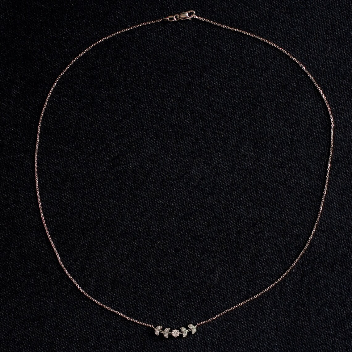 Natural Diamond Floral Necklace Dainty Pendant 14k White Gold - Etsy