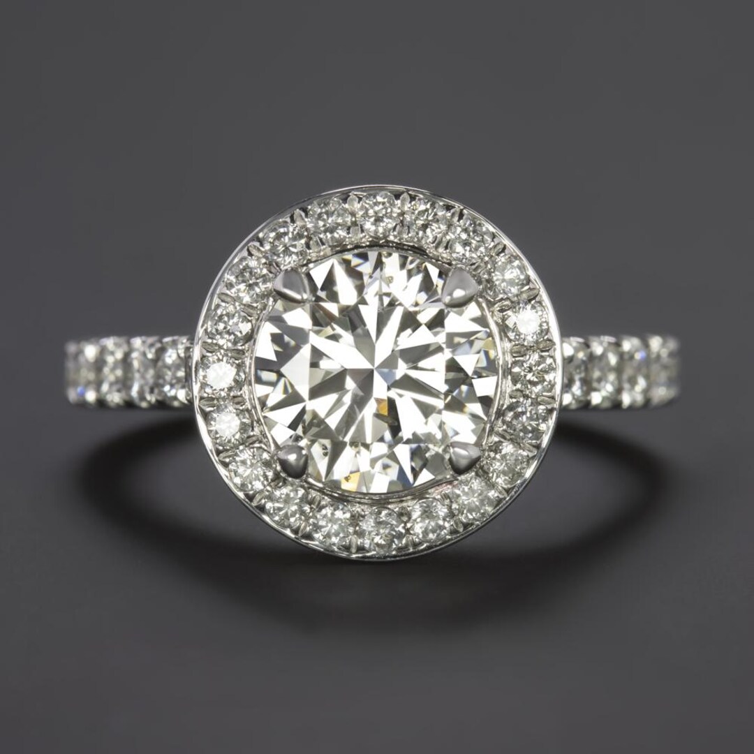 2 Carat Diamond Engagement Ring Certified Very Good Round Cut Halo ...