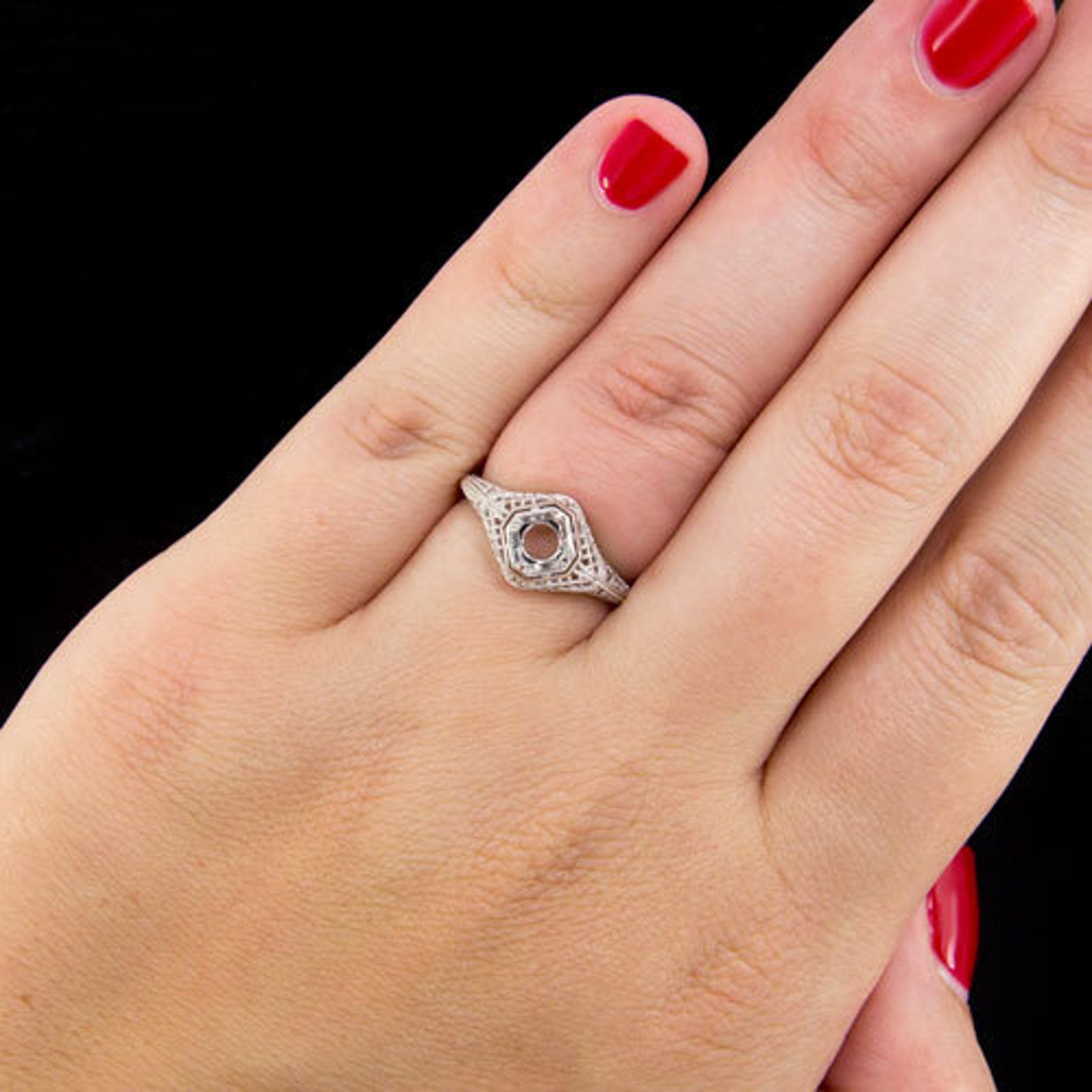 Vintage Filigree Engagement Ring Setting 5mm 1/2ct Round - Etsy