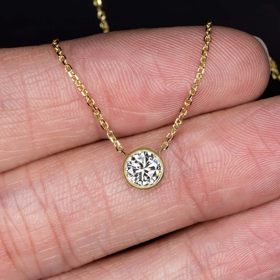1 carat bezel set diamond necklace store