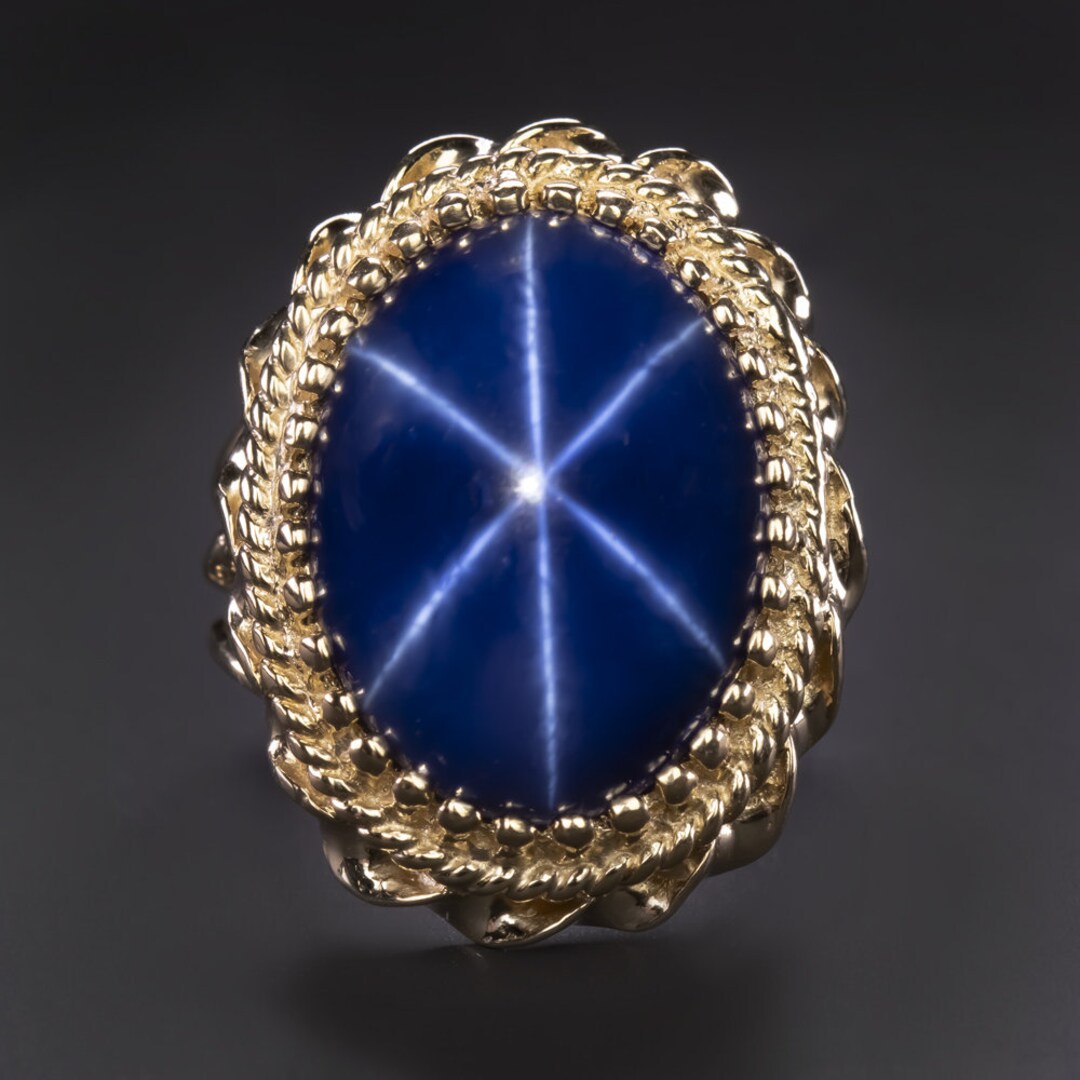 Linde Star Sapphire Vintage Ring Cocktail Mid Century Handmade 14K ...