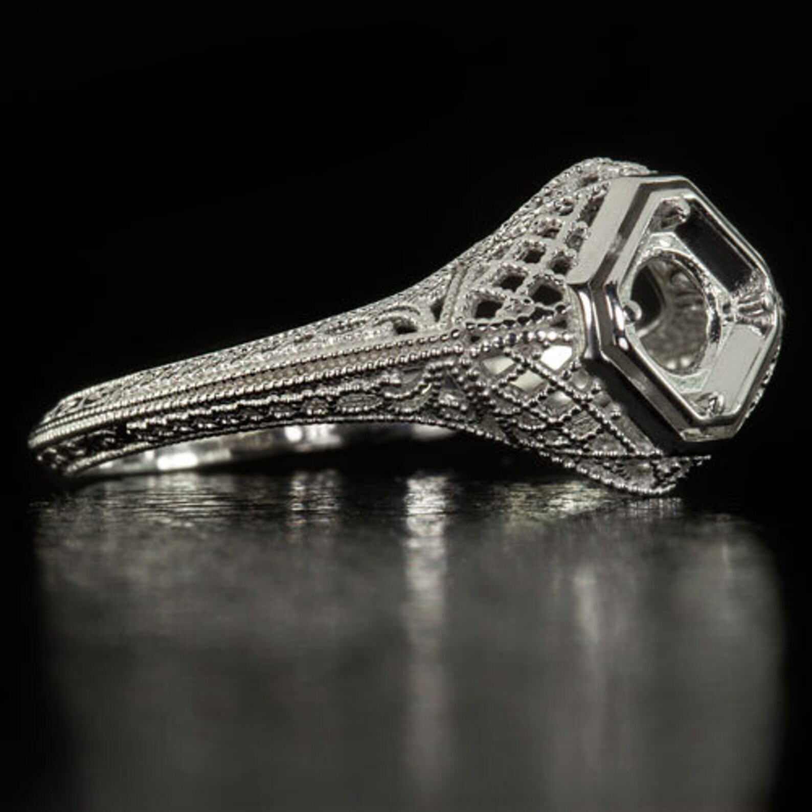 Vintage Filigree Engagement Ring Setting 5mm 1/2ct Round - Etsy