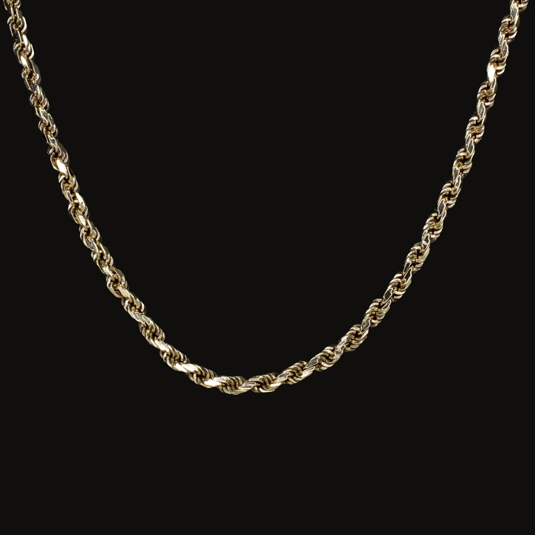 14K Yellow Gold Rope Chain 18 Inch 2mm Necklace 9.5gm Classic Solid ...