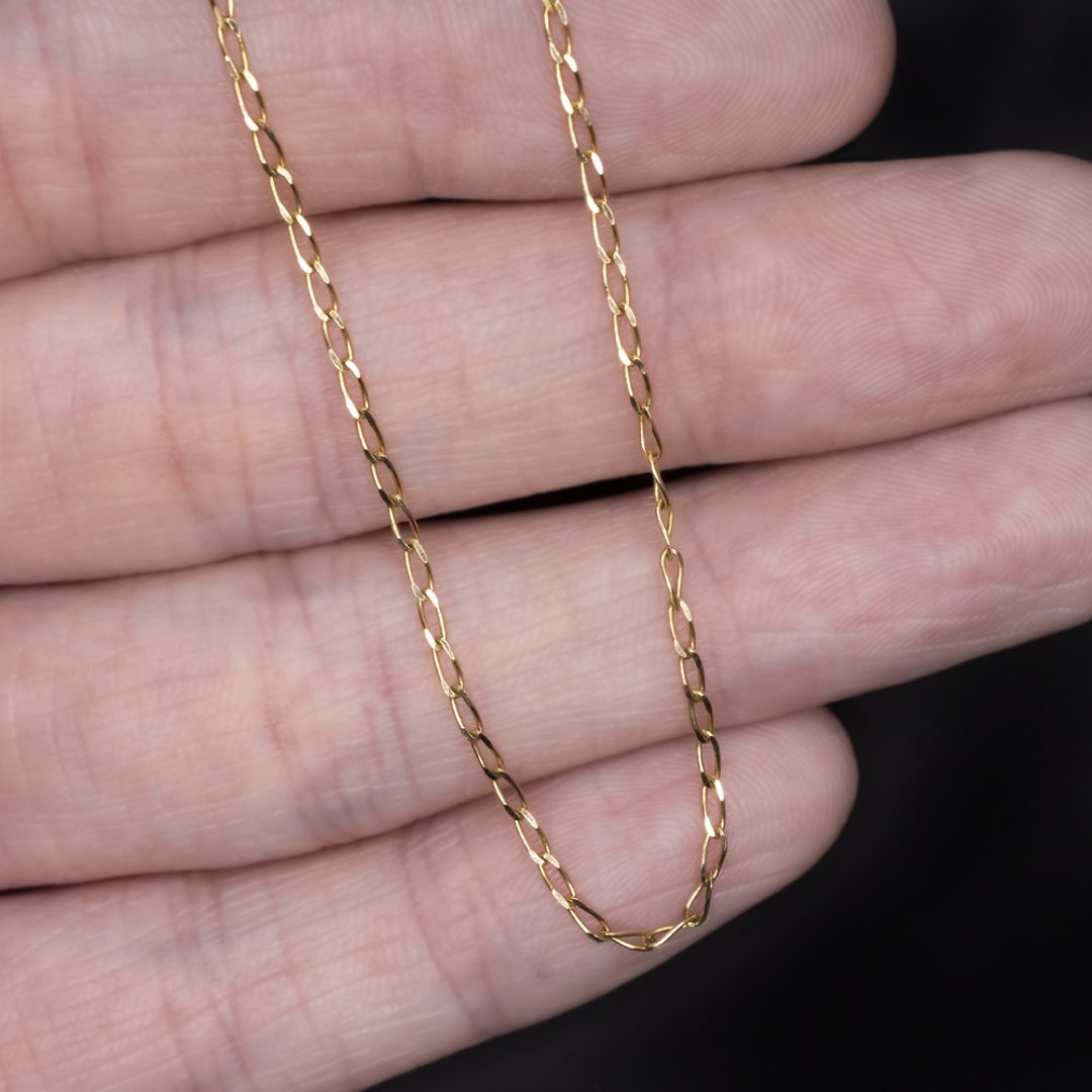 Solid 14K Yellow Gold 16in Chain 1.6mm Cable Thin Classic Ladies ...