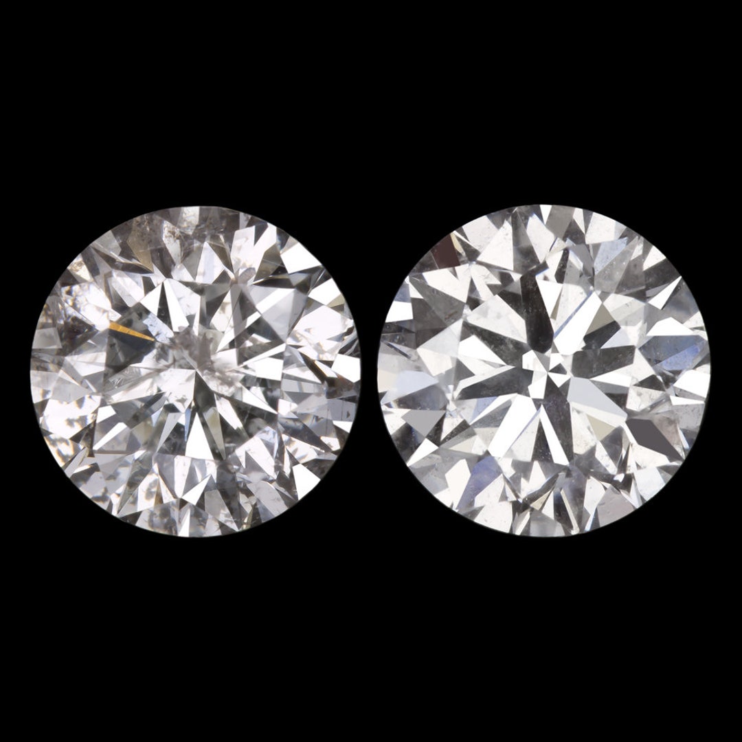 2.10ct Very Good Cut G-H Si Diamond Stud Earrings 6.5mm Pair Round 2 ...