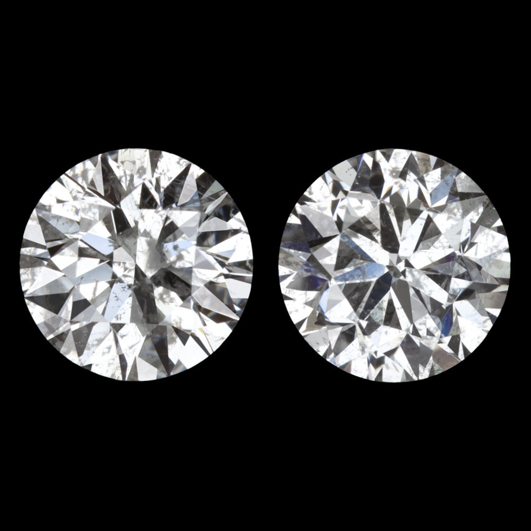 2.09ct Very Good Cut Diamond Stud Earrings Round Brilliant Matching ...