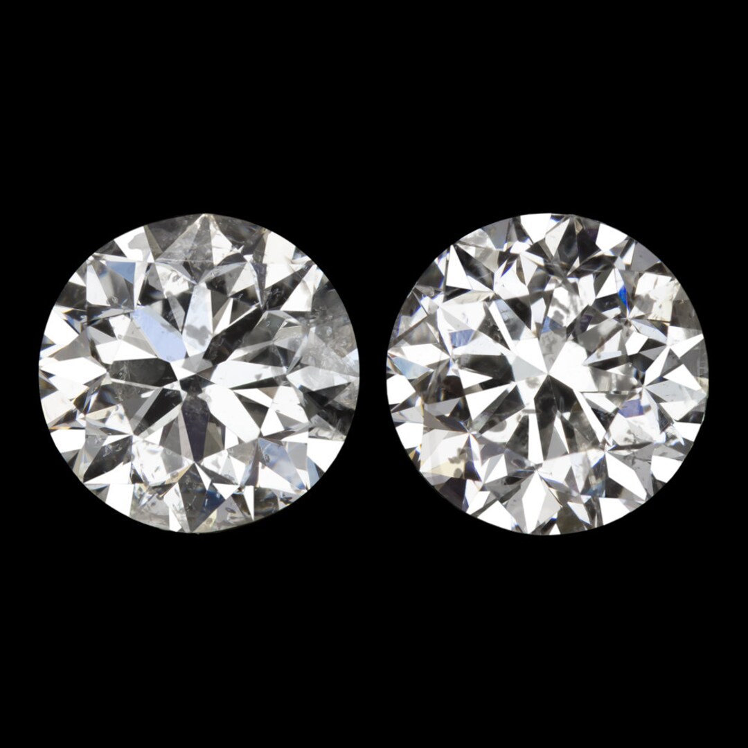 2 Carat E-F Si Very Good Cut Diamond Stud Earrings Round Brilliant ...