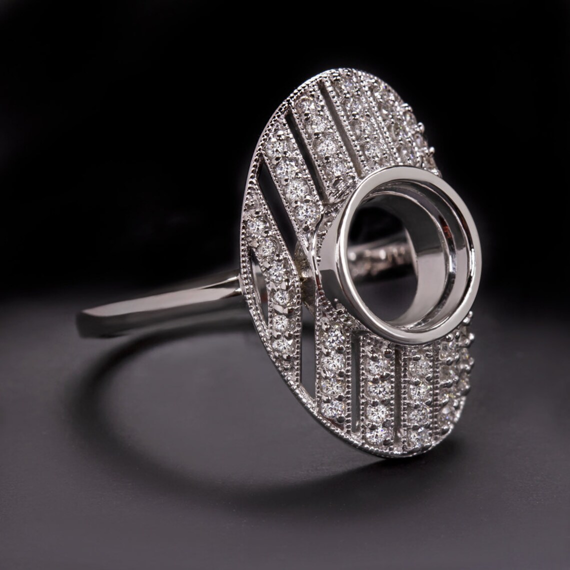 Diamond White Gold Ring Bezel Setting 8mm Round Cut Vintage | Etsy