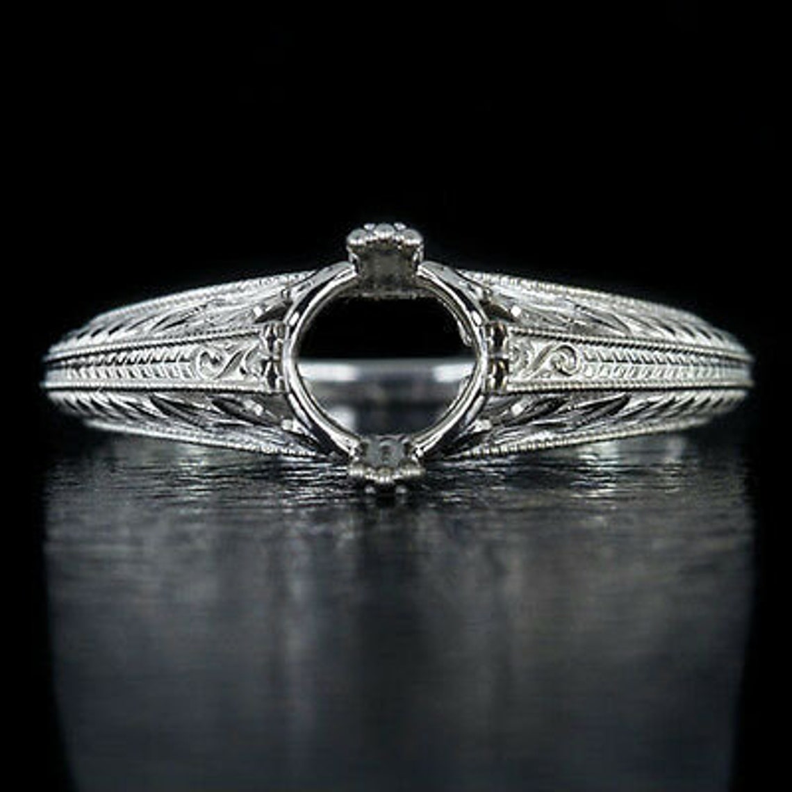 Vintage Engagement Ring Semi-mount Setting Round Cushion - Etsy