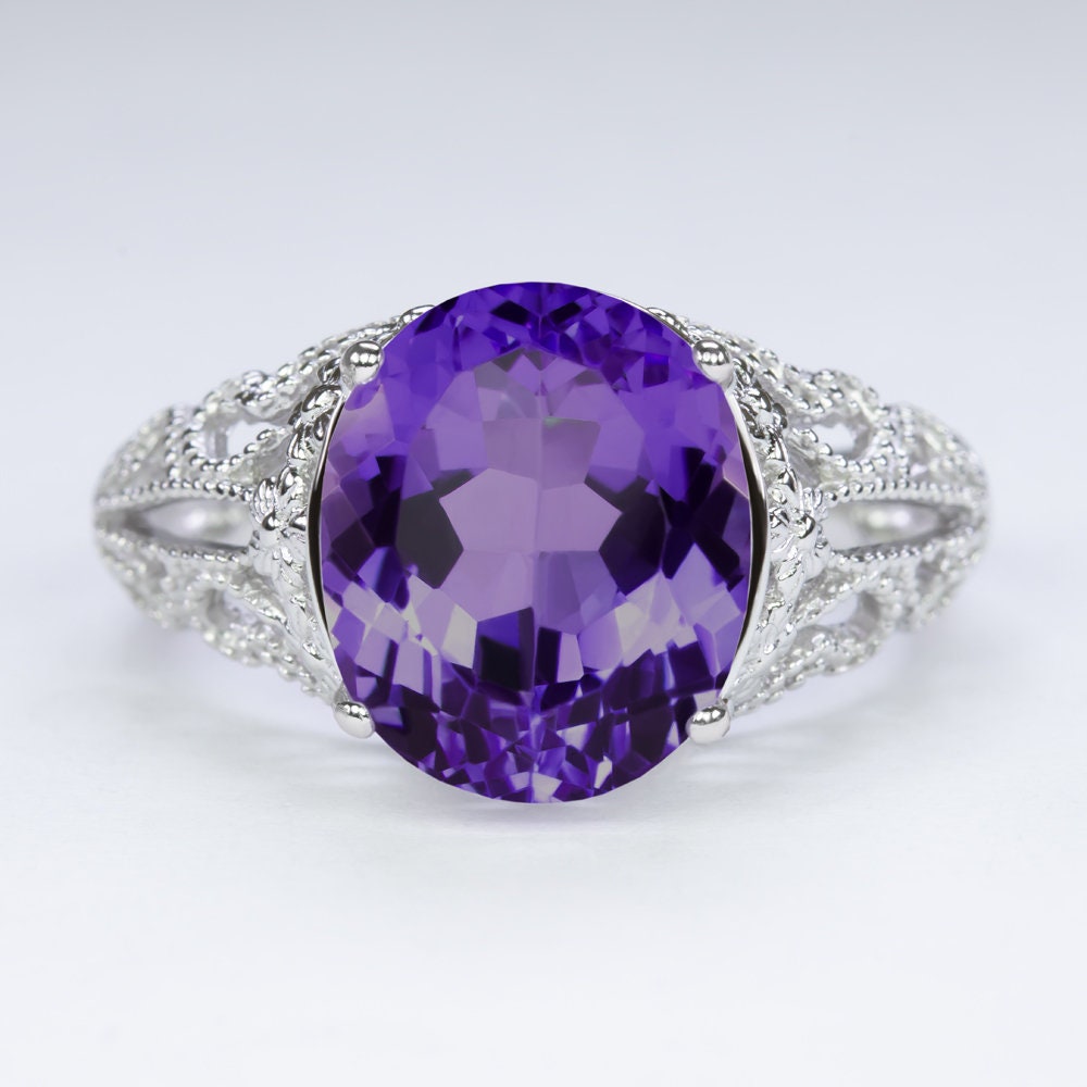 Amethyst Vintage Style Cocktail Ring Sterling Silver Amethyst Vintage Style Cocktail Ring Sterling Silver