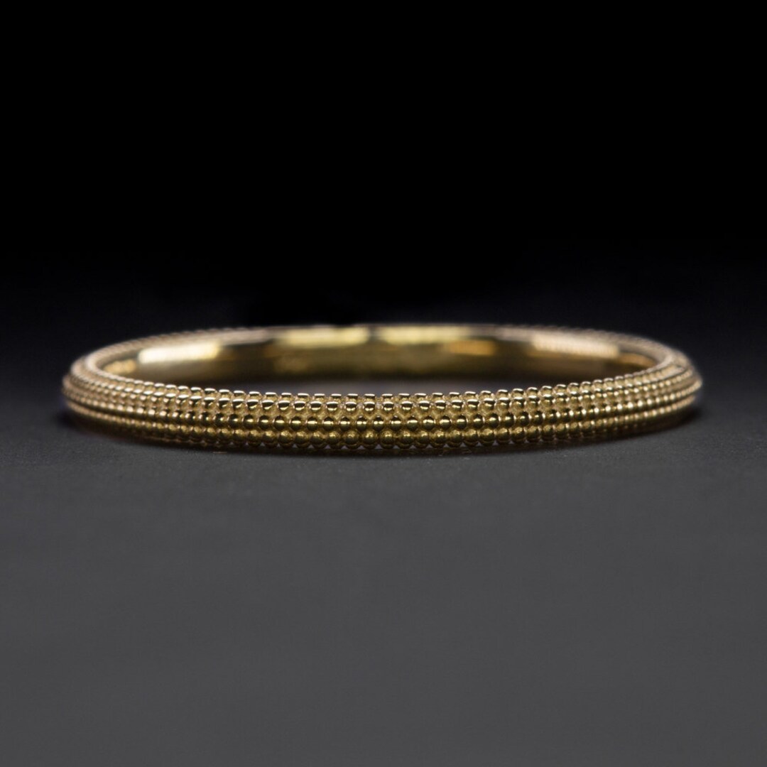 Solid 14K Gold Wedding Ring Milgrain Stacking Band Eternity Classic ...