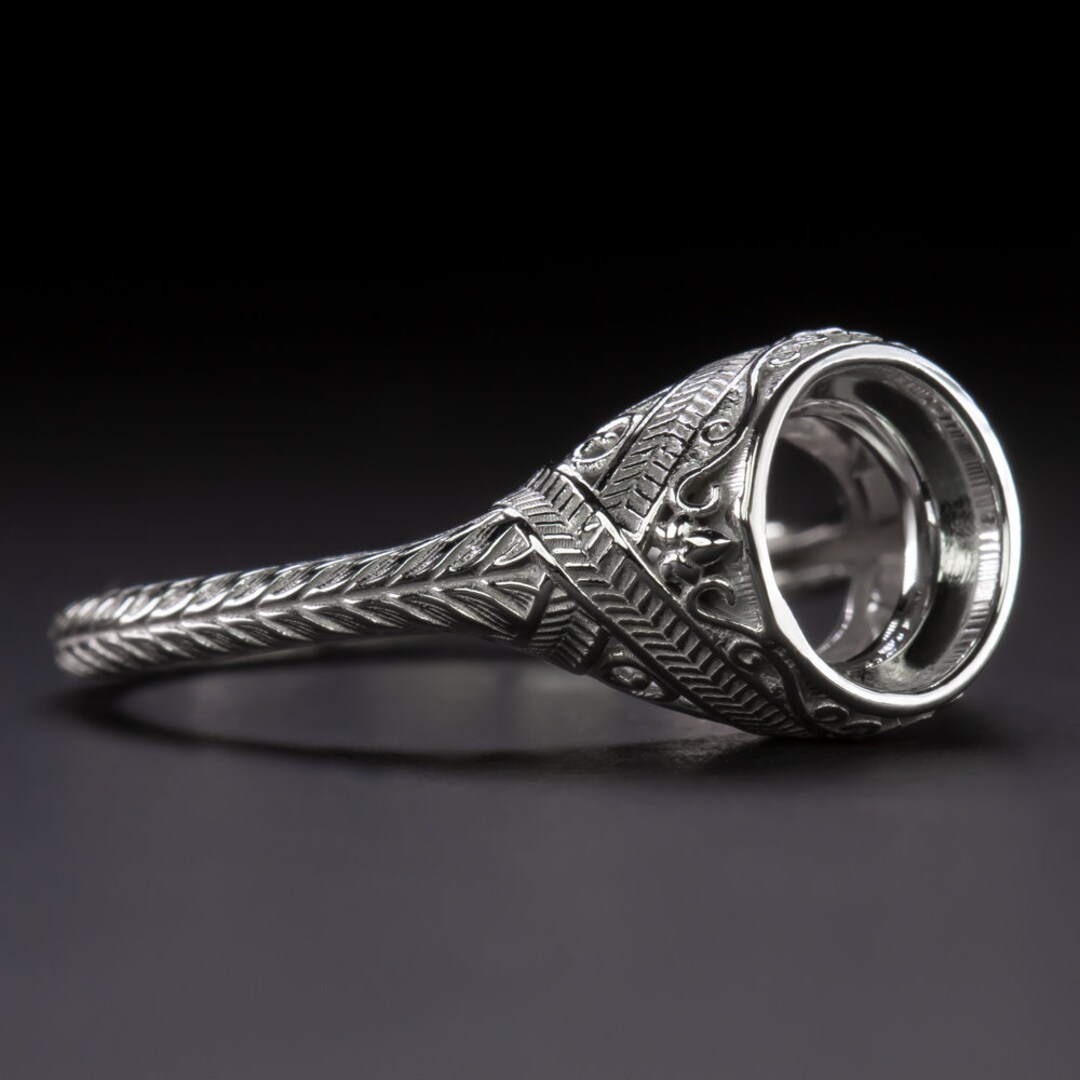 Art Deco Vintage Semi-mount Bezel Set Setting 7.5M Round Fine - Etsy