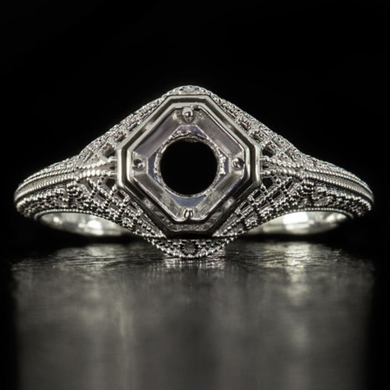 Vintage Filigree Engagement Ring Setting 5mm 1/2ct Round - Etsy