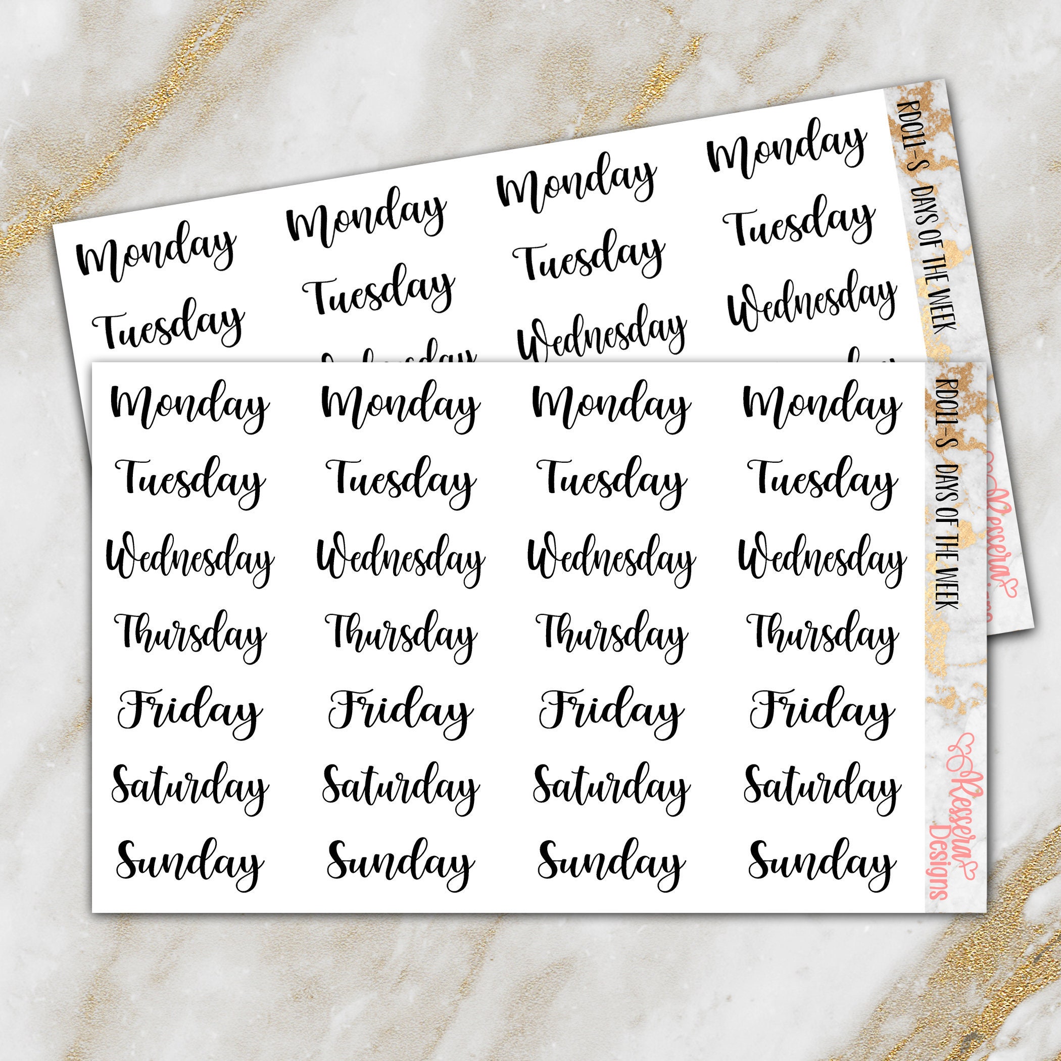 Days of the Week Script Planner Stickers Erin Condren | Etsy